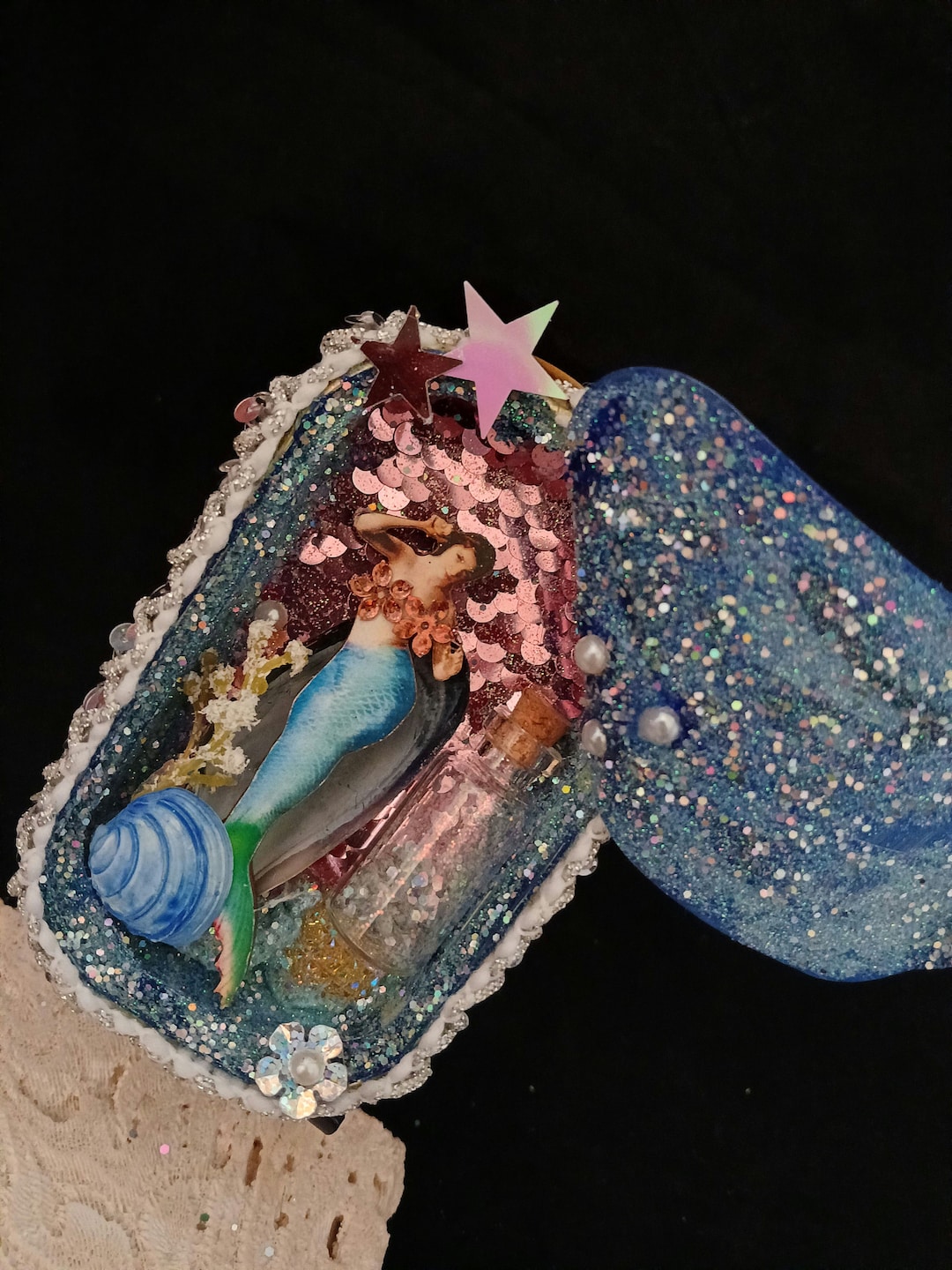 MERMAID at the BEACH Lover Original Sardine Can Art Great Gift Shells ...