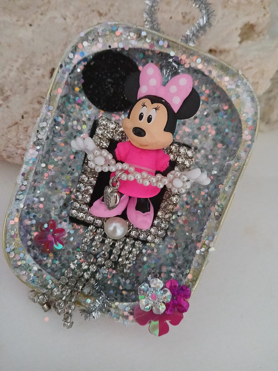 Christmas Ornament, Diorama Upcycled Toy Mouse and Tin, Shadowbox ...