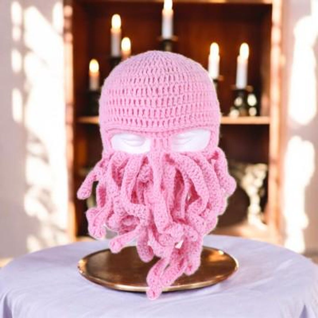 Christmas Knit Ski Mask Fun Balaclava for Winter, Octopus Beard Hat ...