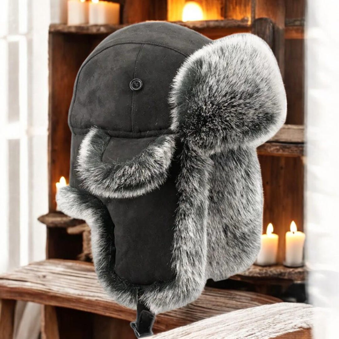 Fur Ushanka Hat – Leather Trapper Hat With Earflaps, Winter Bomber ...