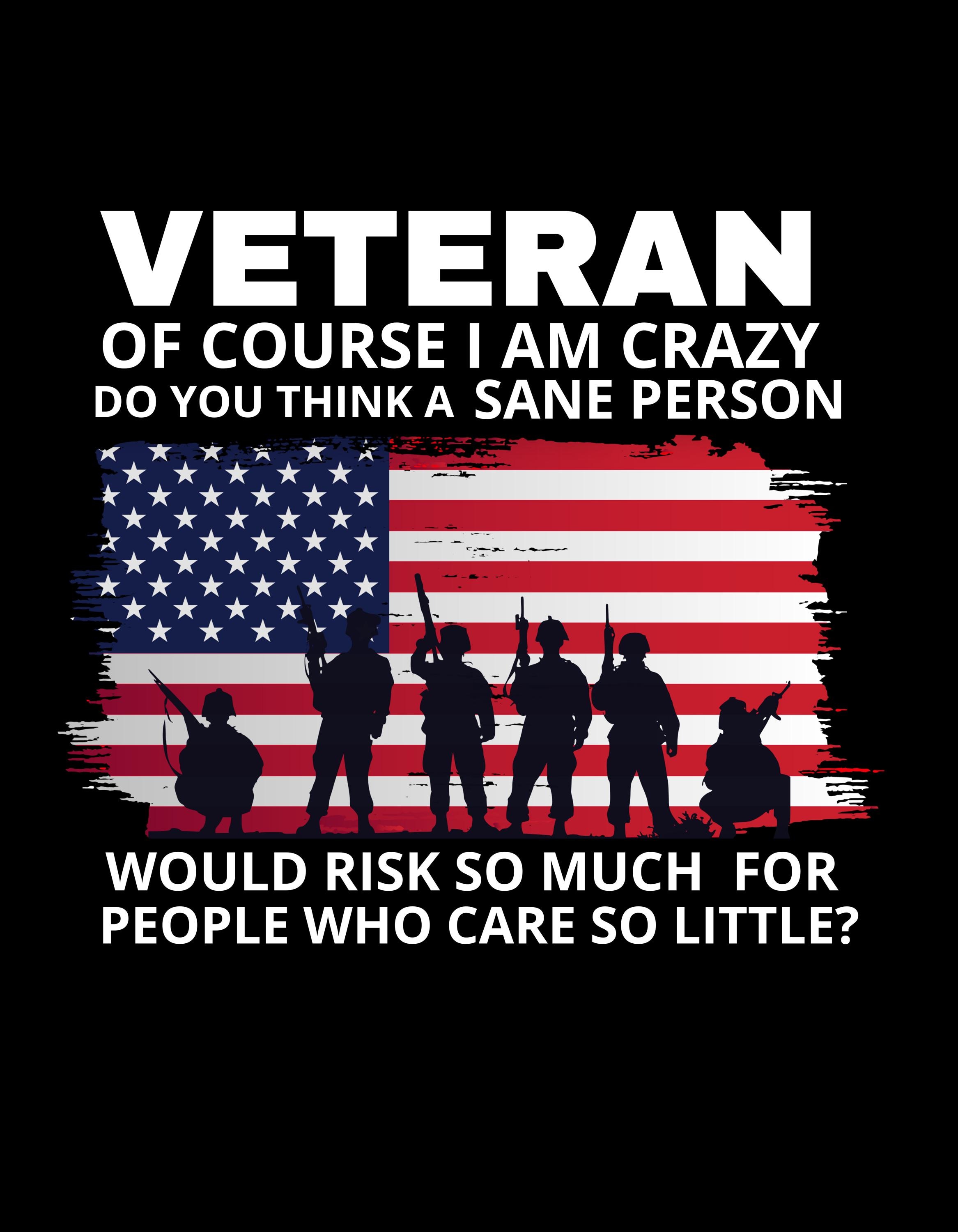 Veteran Crazy Sane Person PNG, Memorial Day, Veteran Shirt (digital ...