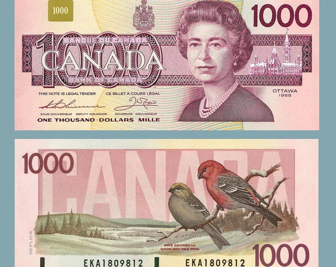 REPLICA 1988 Canadian 1000 Dollars Banknote | Artistic Reproduction for ...