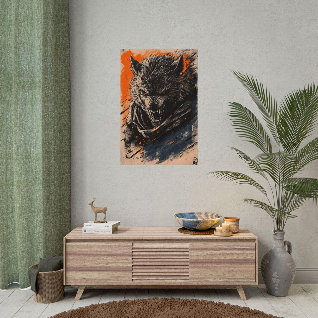 Fantasy Wolf Rolled Posters, Fierce Wolf Art Print, Werewolf Wall Decor ...