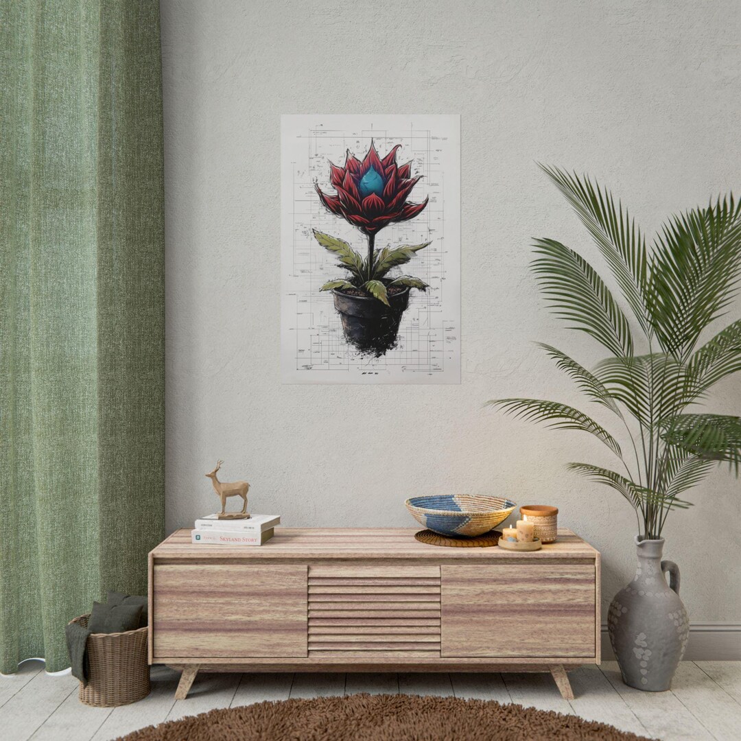 Floral Blueprint Poster, Greenhouse Wall Art, Gardener Gift, Rolled ...