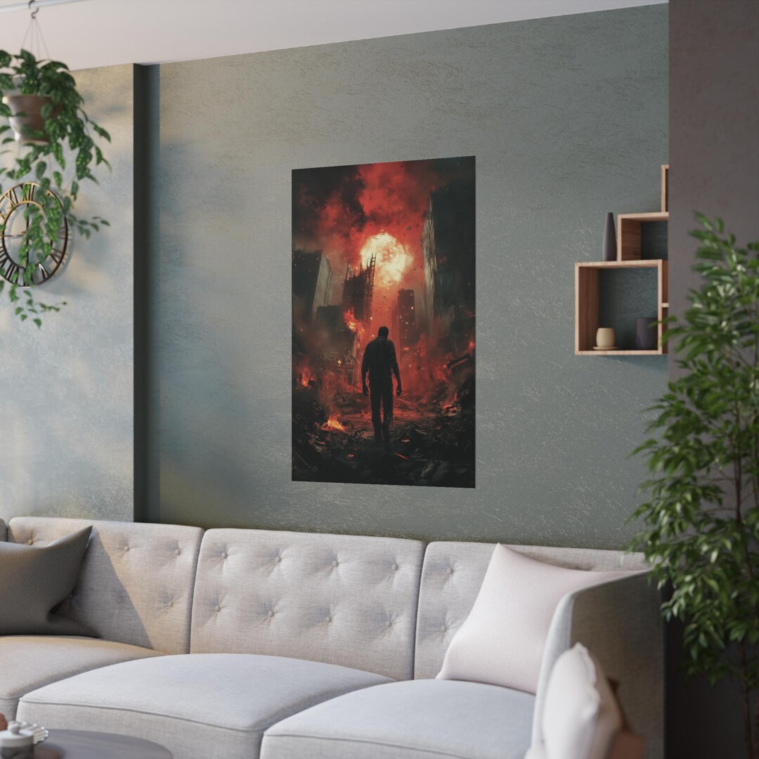 Zombie Apocalypse Poster Art, City Apocalypse Wall Art, High-quality ...