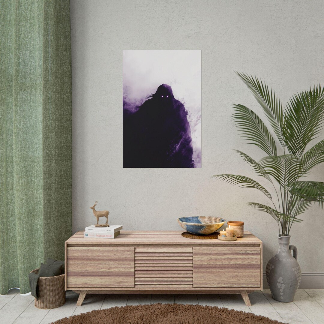 Fantasy Poster, Dnd Fanart, Dark Hooded Figure, Rolled Wall Art, Purple ...