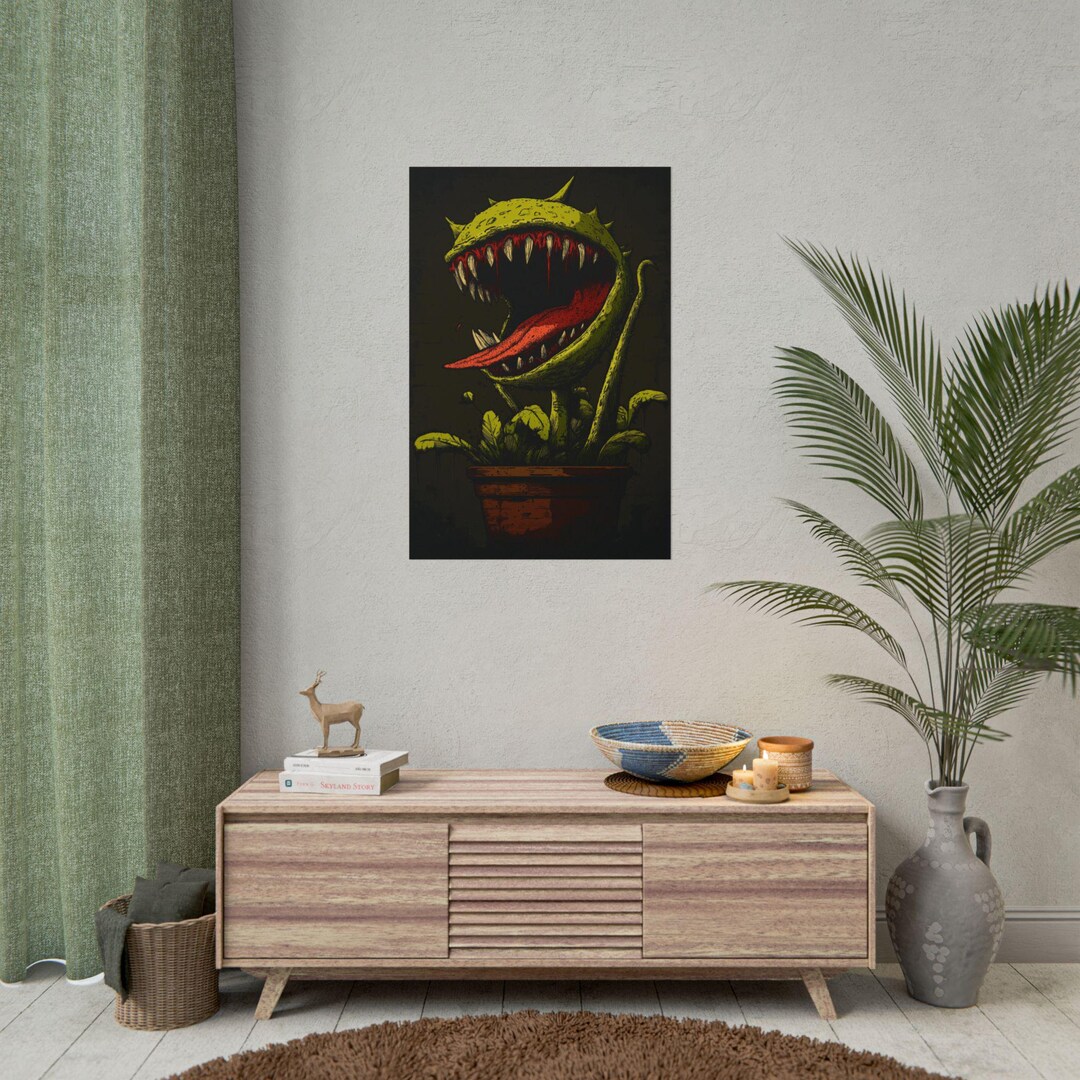 Scary Plant Poster, PVZ Lovers, Rolled Poster Wall Art, Living Plant ...