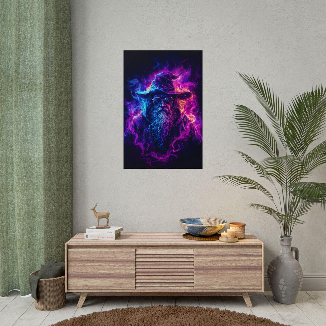 Wizard Poster, Fantasy Wall Art, Magical Wizard Decor, Colorful Wizard ...