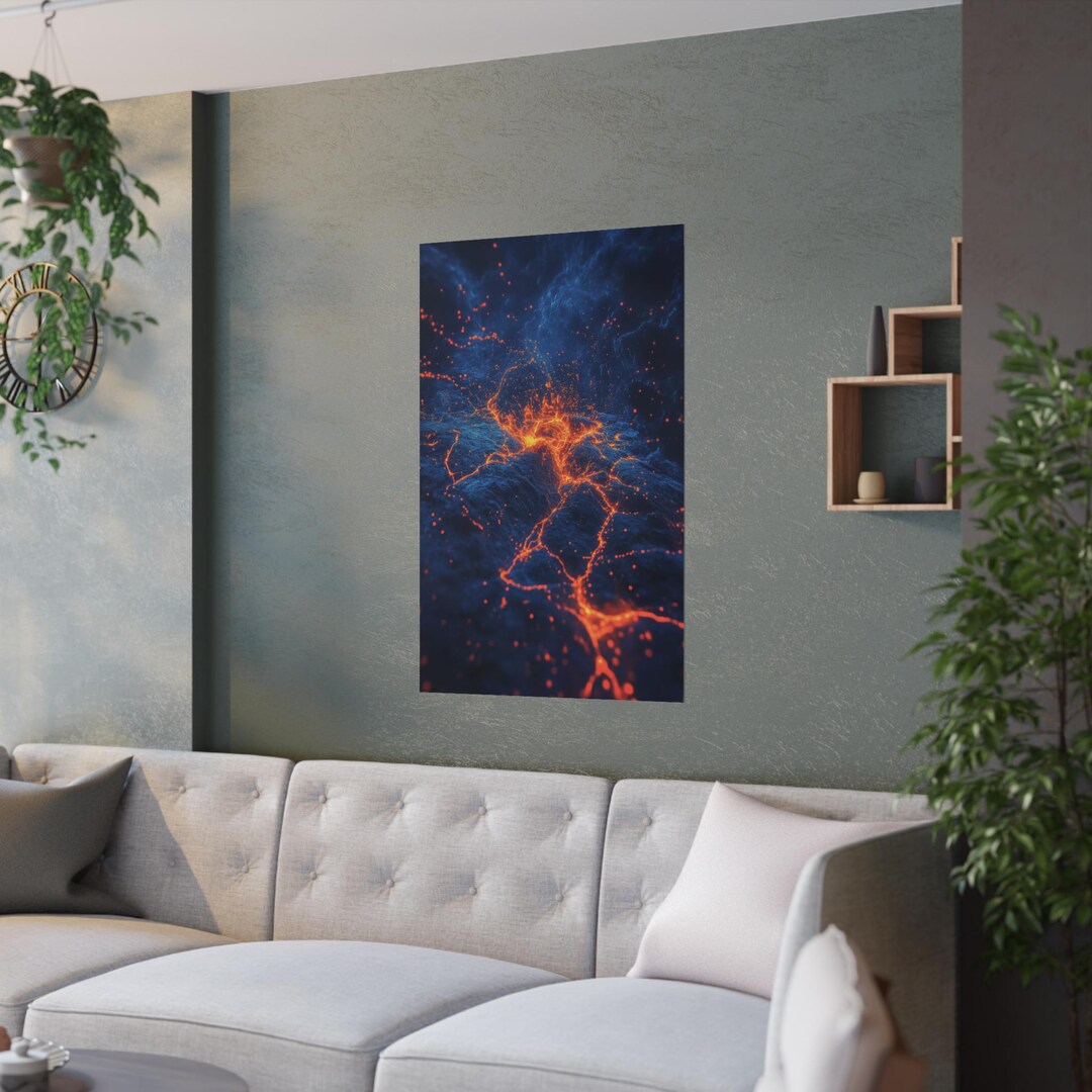 Satin Poster, Energy and Heat Particles, Physics Art, Glowing Plasma ...