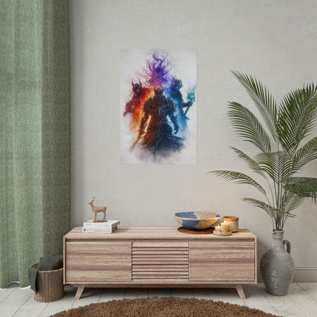 Poster Print, MMORPG Character Wall Art, Colorful Fantasy Decor, Fierce ...