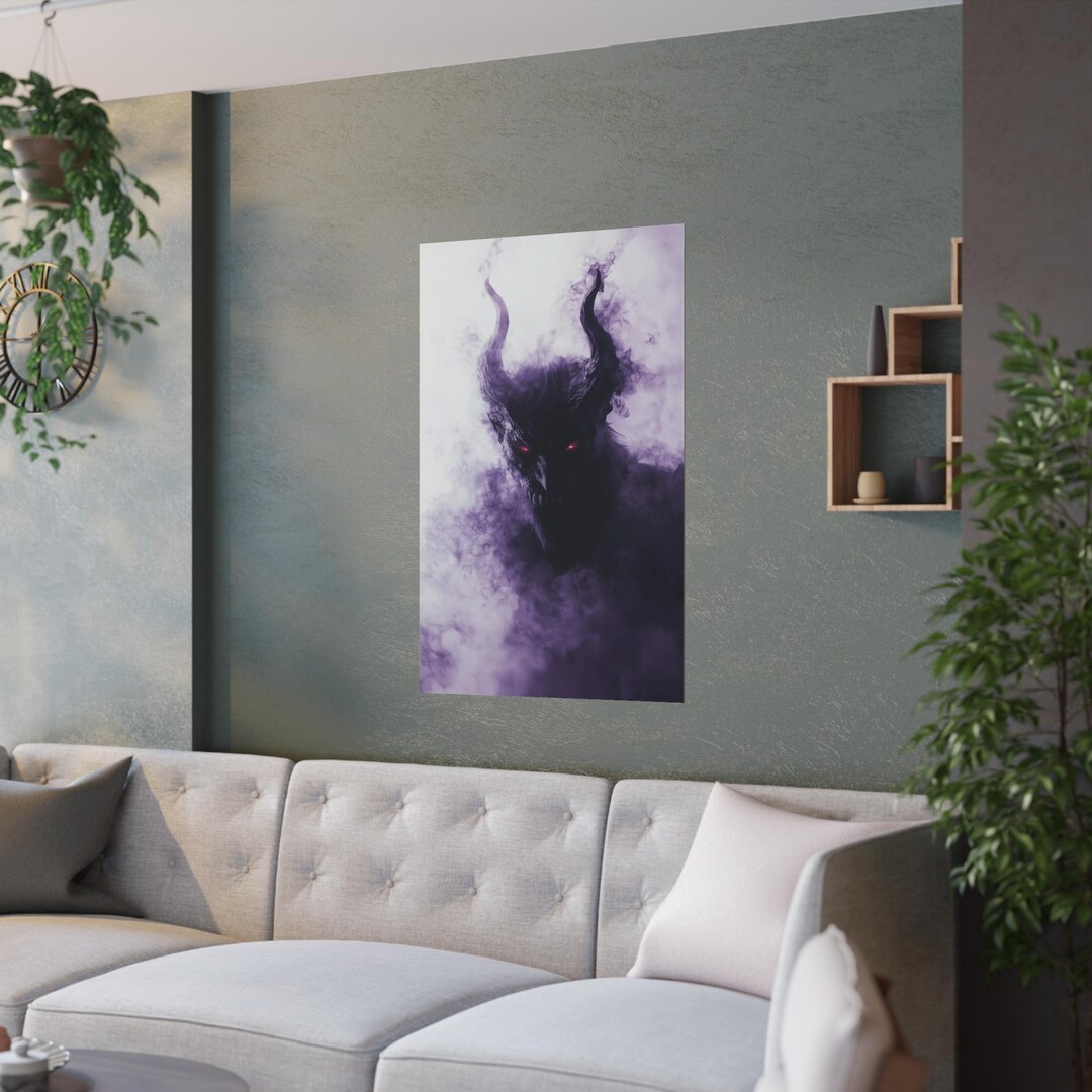 Demon Fading Poster, Monster in the Shadows Wall Art, High-quality Low ...
