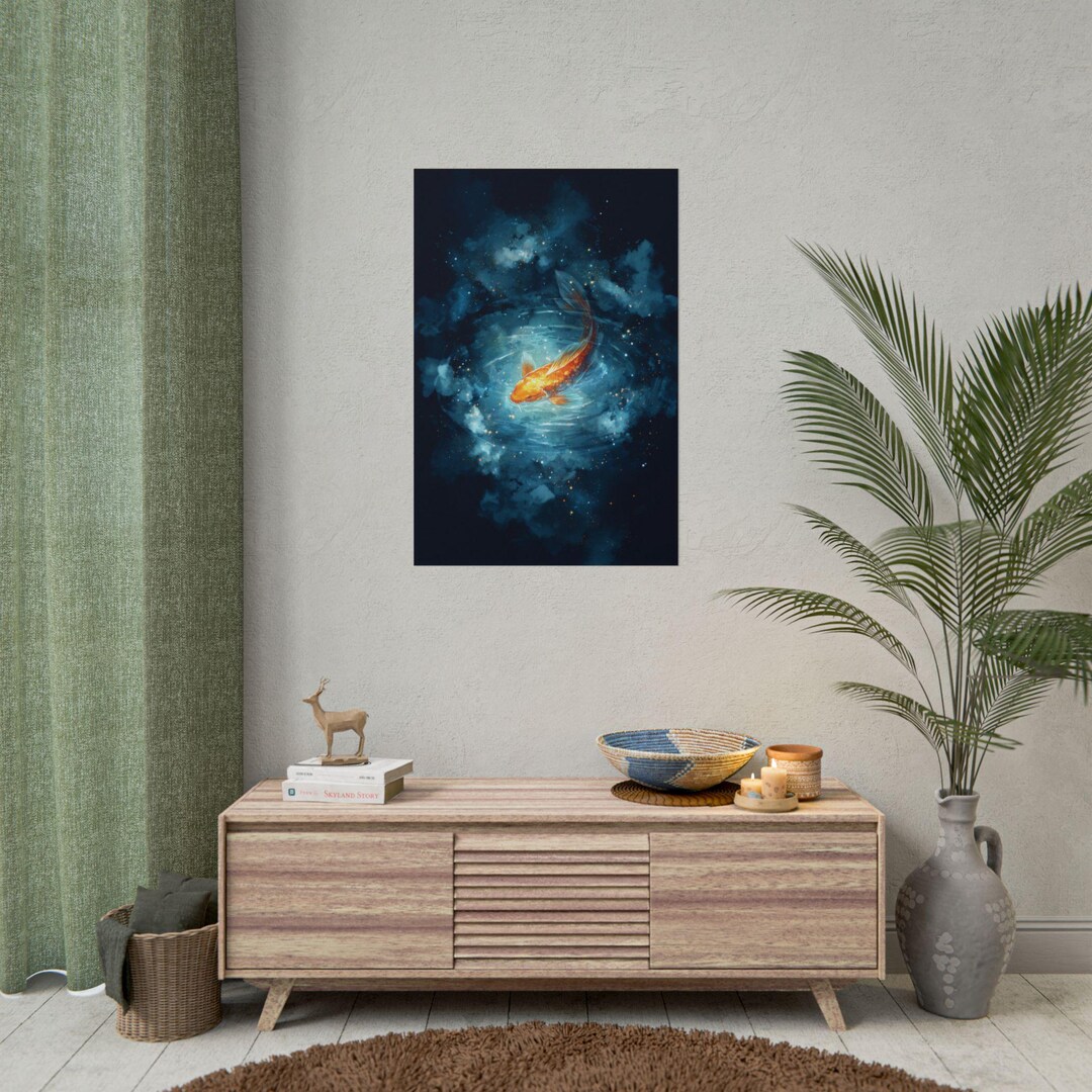 Rolled Posters, Koi Fish in Calming Astral Pond, Orange Koi Fish in ...