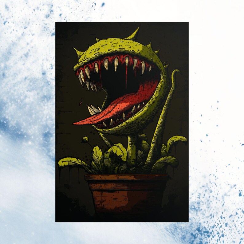 Scary Plant Poster, PVZ Lovers, Rolled Poster Wall Art, Living Plant ...