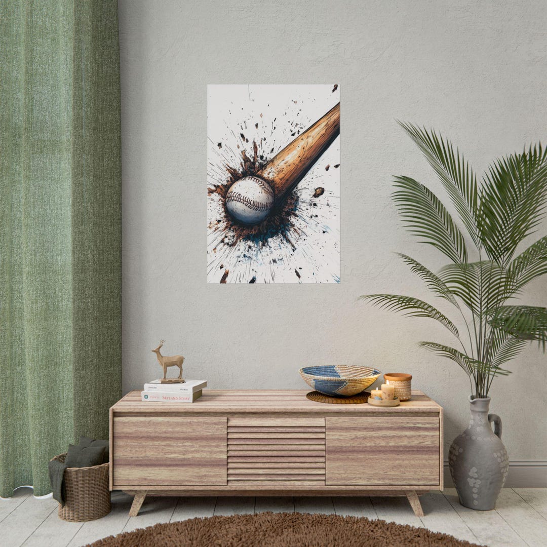 Baseball Lover's Rolled Posters, Bat Hitting Baseball Explosion Wall ...