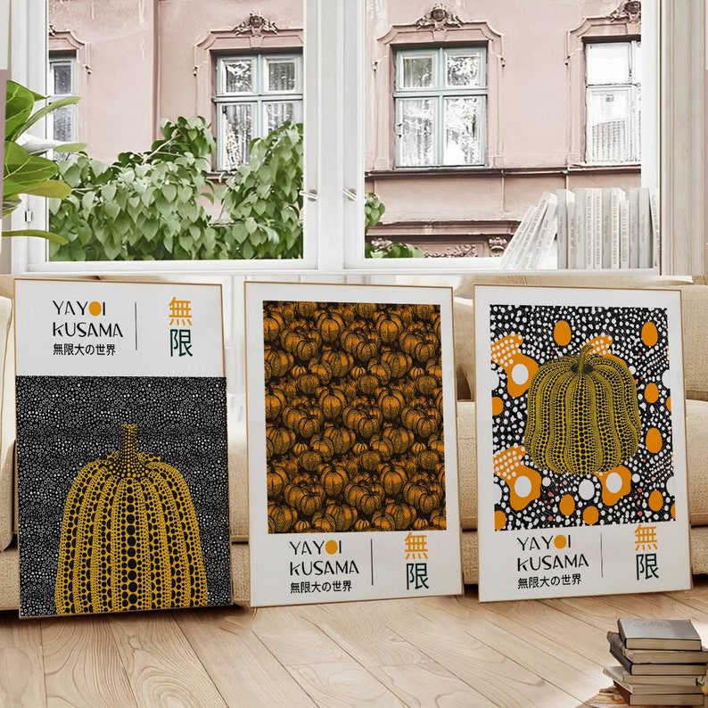 Yayoi Kusama Pumpkin Poster Japanese Wall Art Print Orange Yayoi Kusama ...