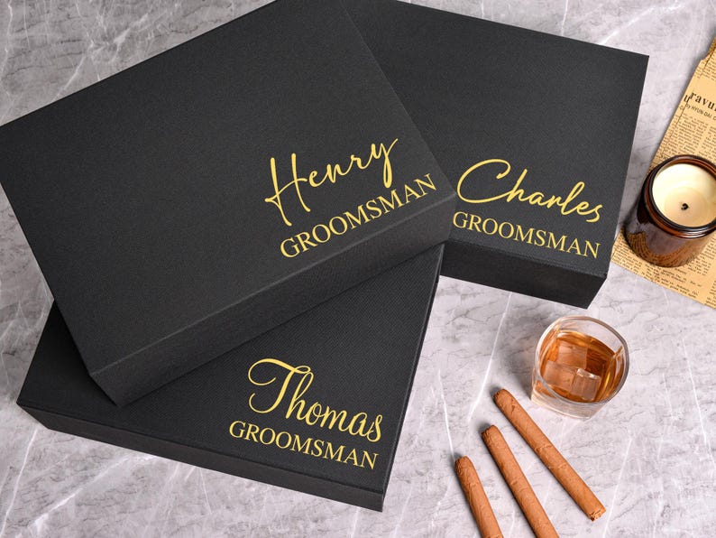Personalized Groomsmen Gift Box, Custom Best Man Folding Gift Box,black ...