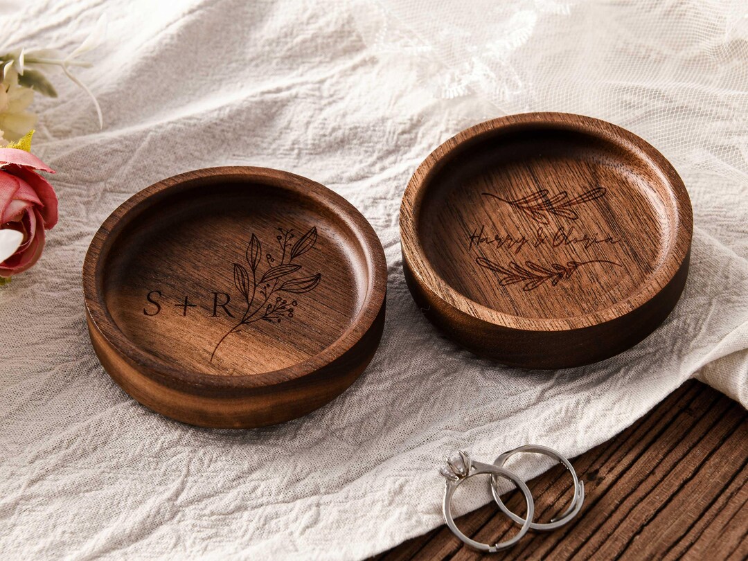 Custom Round Wood Ring Dish, Valentines Day, Engagement Ring Holder ...