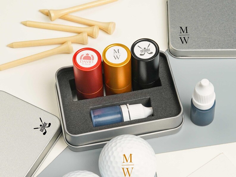 Custom Golf Ball Stamp Box, Personalized Golf Stamps, Golf Ball Marker ...