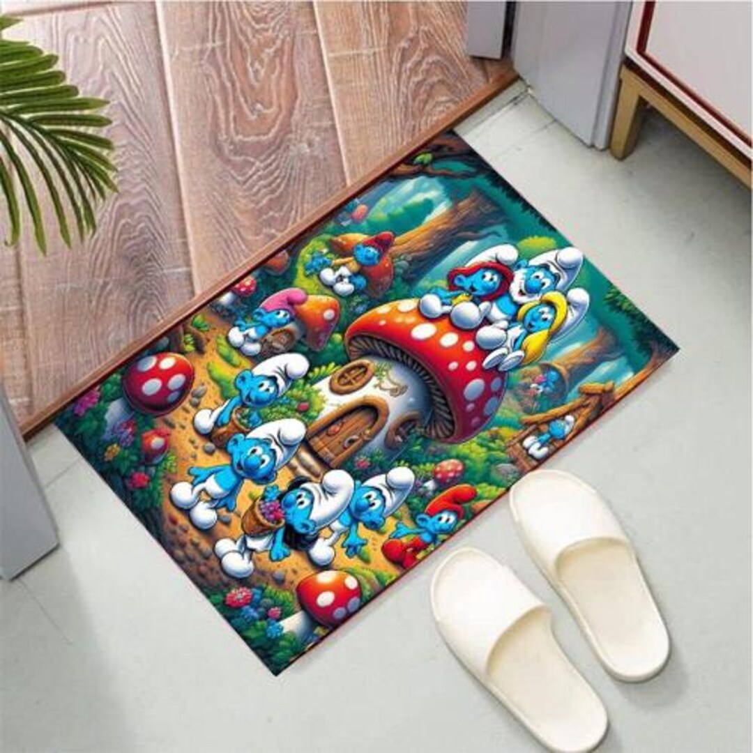 The Smurfs Doormat - Classic Cartoon Doormat - Etsy