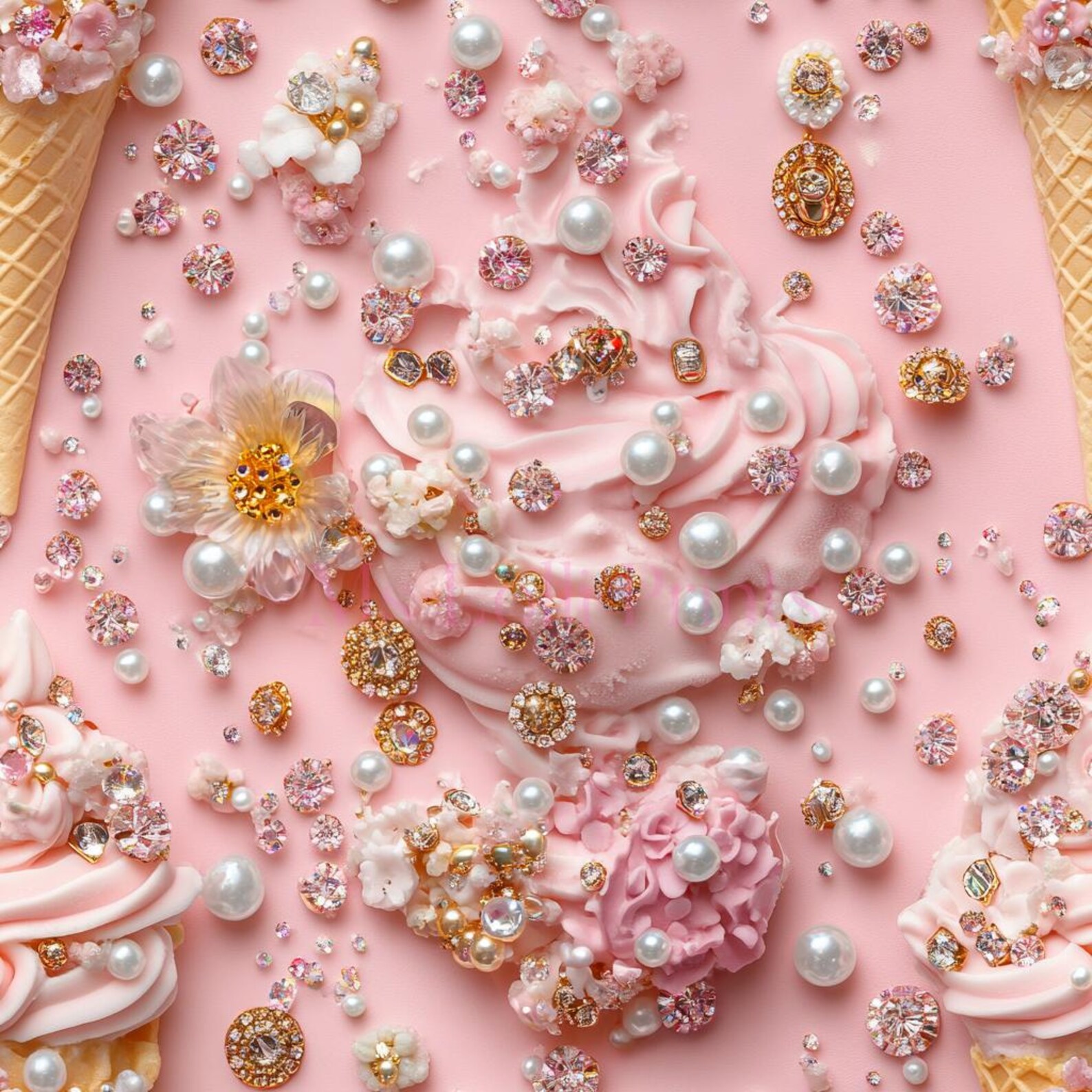 Messy Pink Ice Cream Seamless Print Digital Download - Etsy