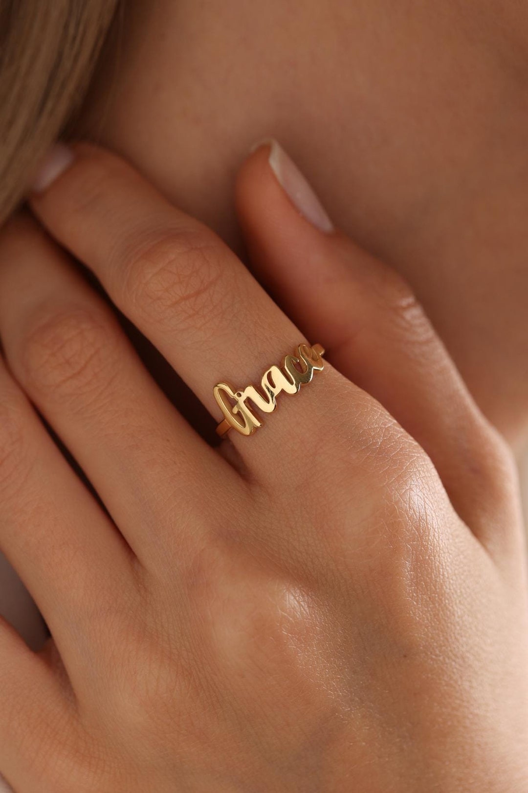Handwrite Name Ring, Name Ring in Sterling Silver Gold and Rose Gold ...