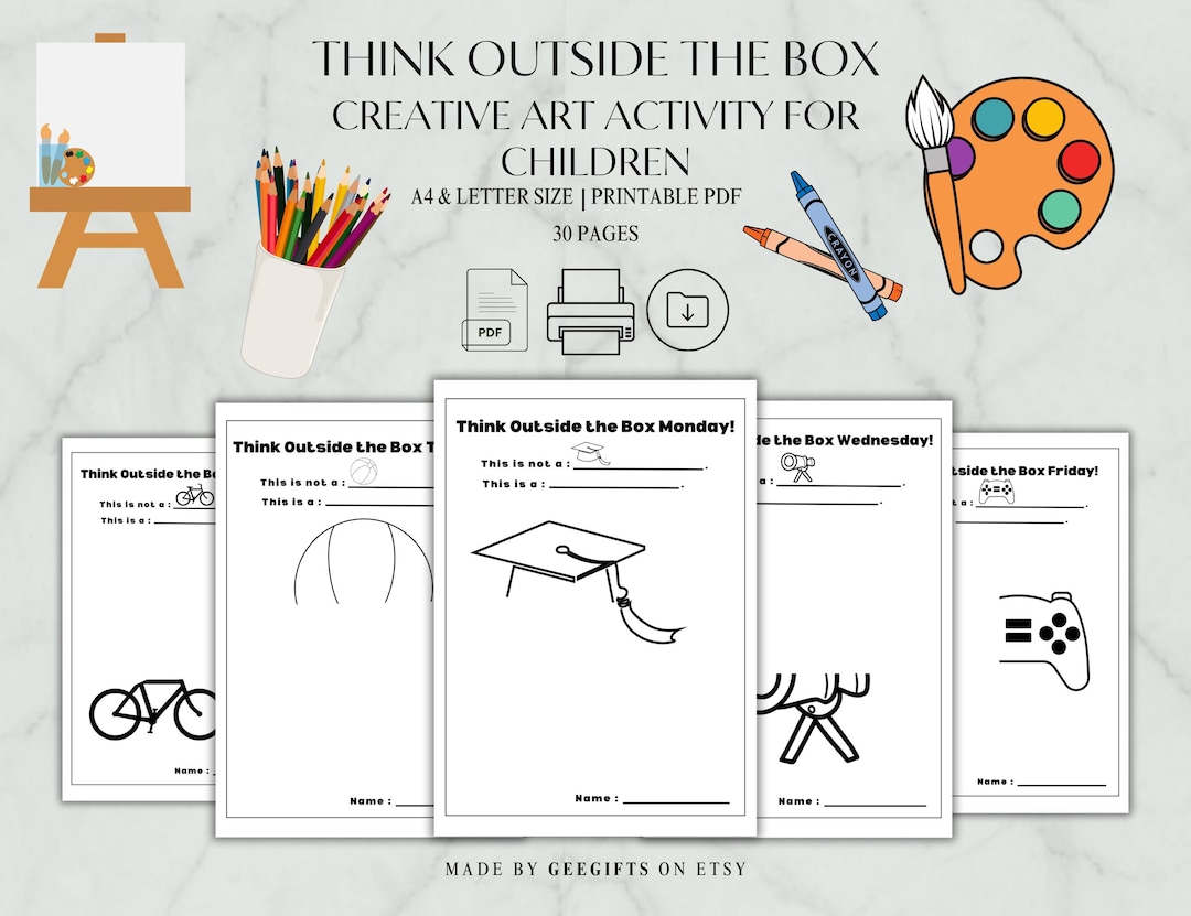 Digital Think Outside the Box Worksheets, Complete the Picture Mini ...