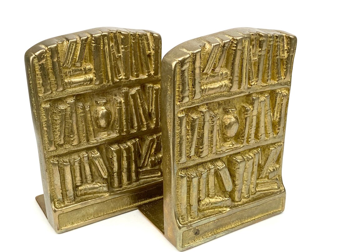 Vintage Brass Bookcase Bookends Bookshelves Library Shelving Biblio ...
