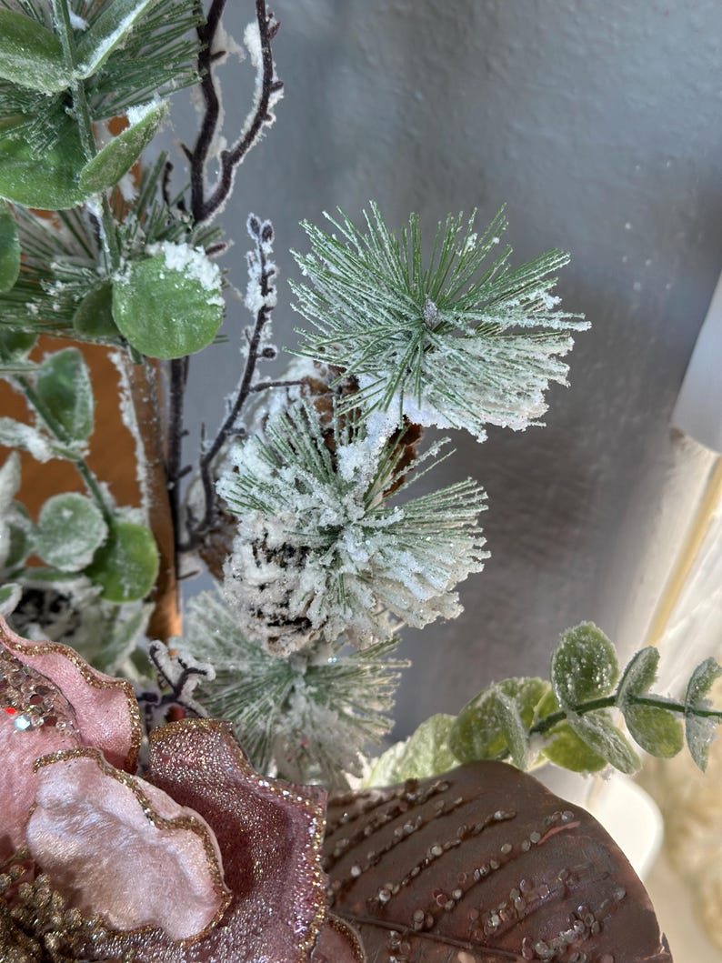 Bejeweled Velvet Magnolia Floral Arrangement | Plum Vase Christmas ...