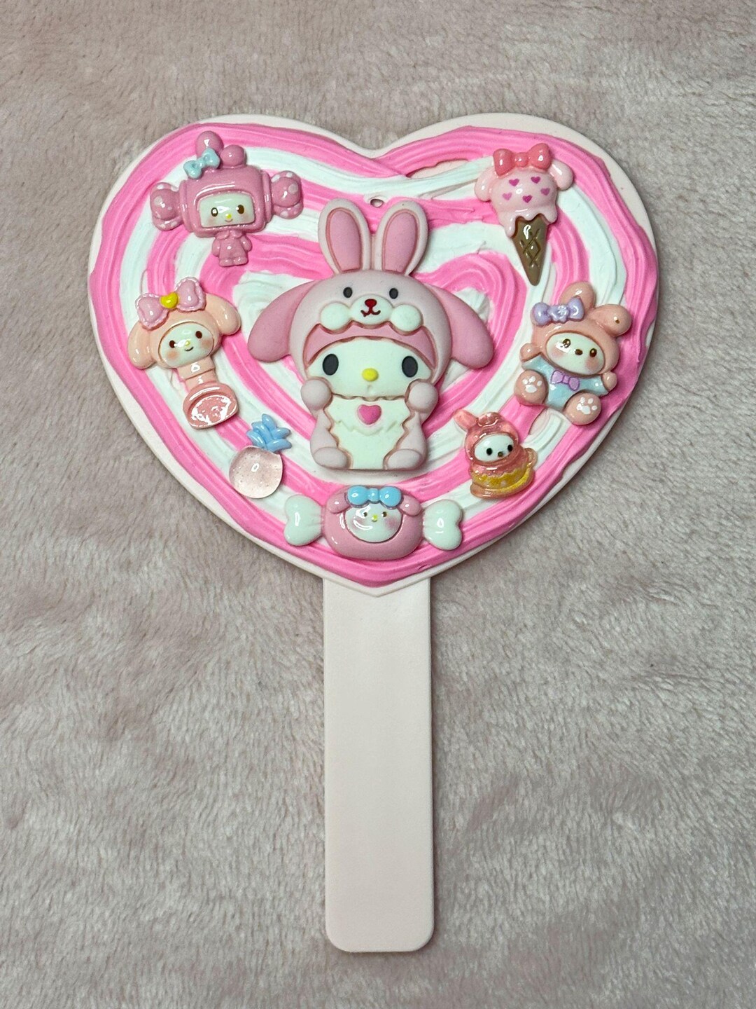 Cute Decoden Sanrio My Melody Hand Mirror Handmade Kawaii Anime - Etsy