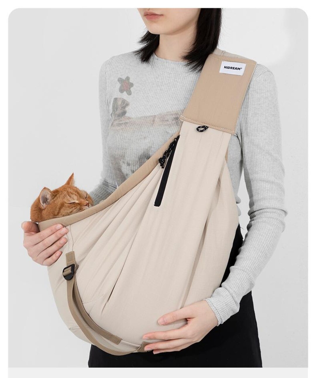 Portable Pet Sling Carrier: Hands-free Crossbody Bag With Washable Pad ...