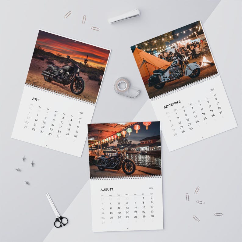 2025 Motorcycle Calendar - Harley & Indian Motorcycles Art, Custom Bike ...