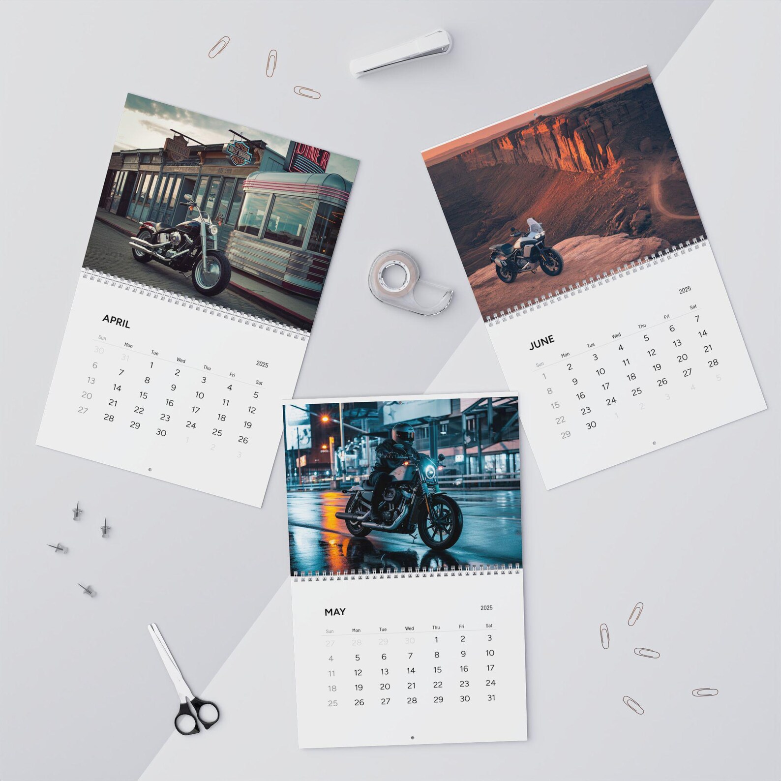 2025 Motorcycle Calendar - Harley & Indian Motorcycles Art, Custom Bike ...