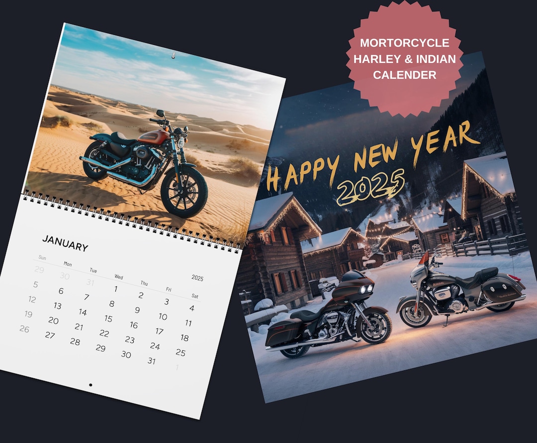 2025 Motorcycle Calendar - Harley & Indian Motorcycles Art, Custom Bike ...