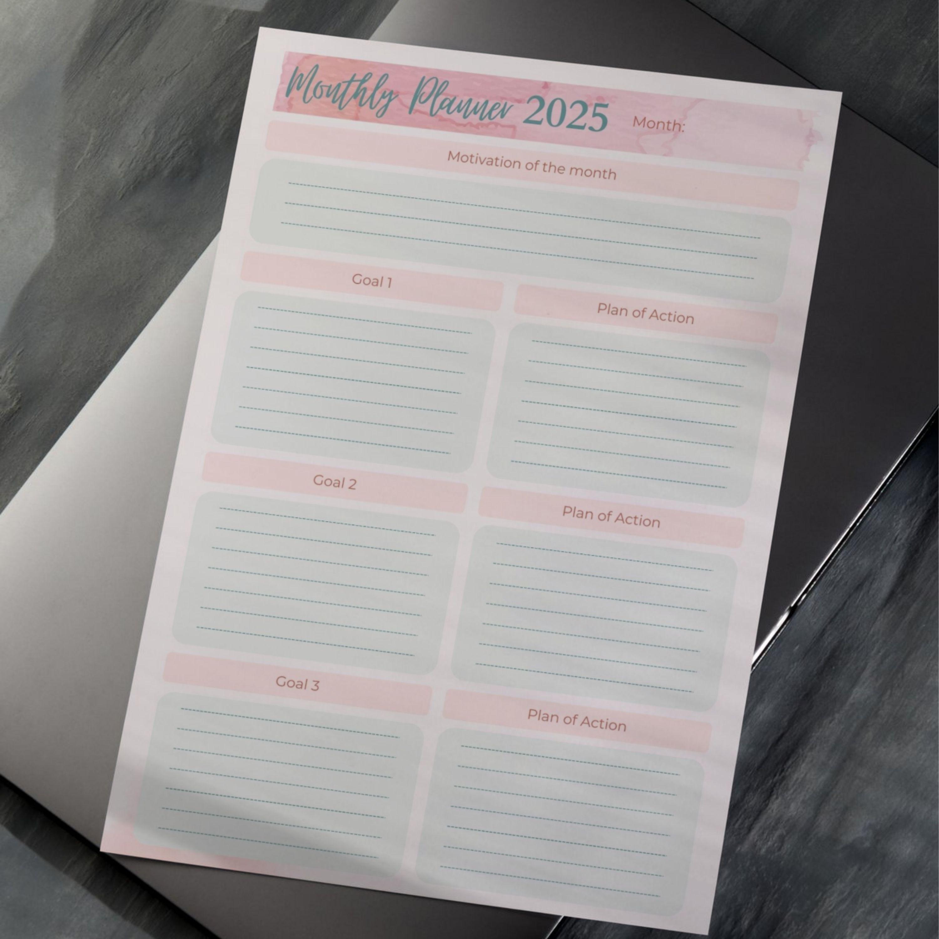 2025 Monthly Planner Printable: Pastel Minimalist Design (A4, A5 ...