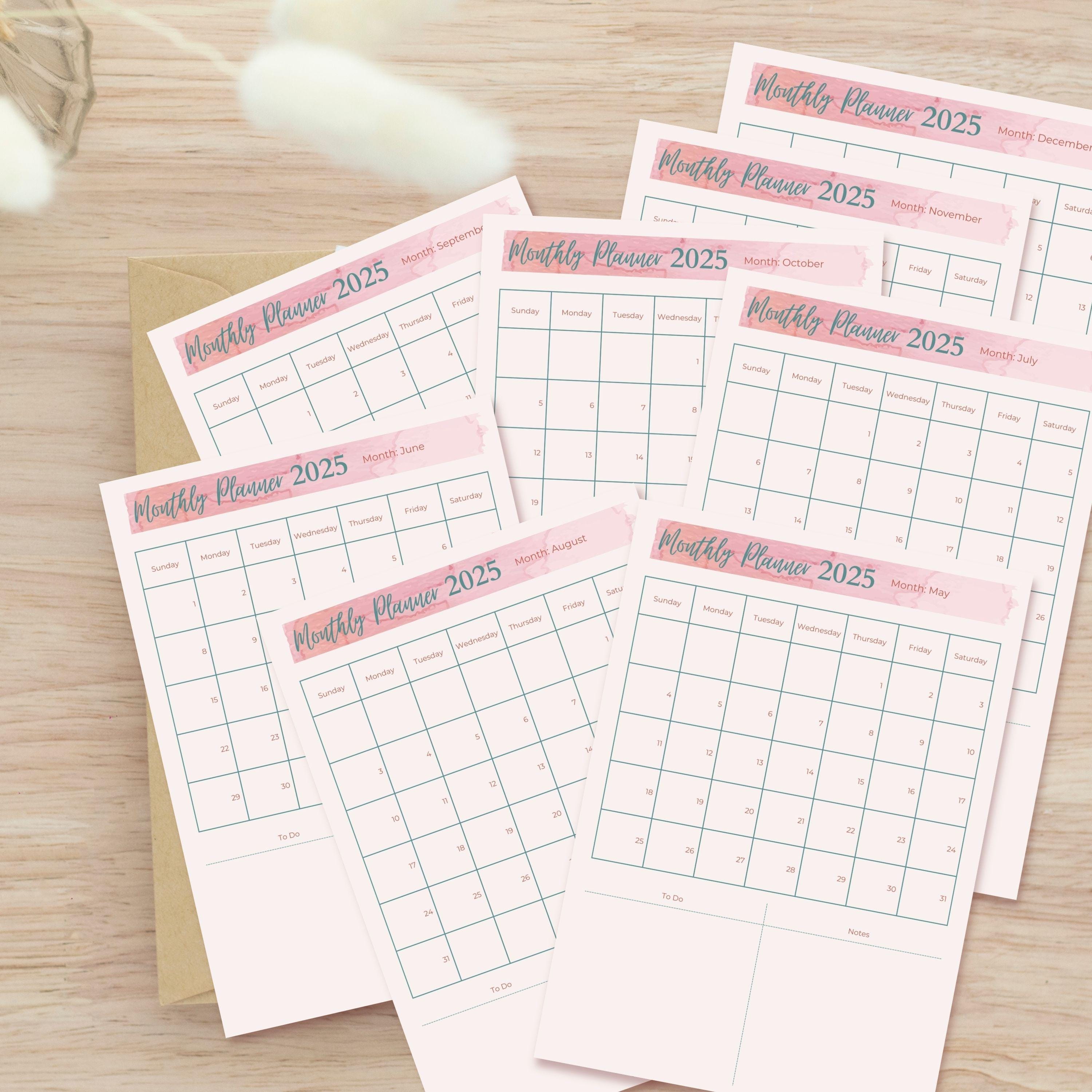 2025 Monthly Planner Printable: Pastel Minimalist Design (A4, A5 ...