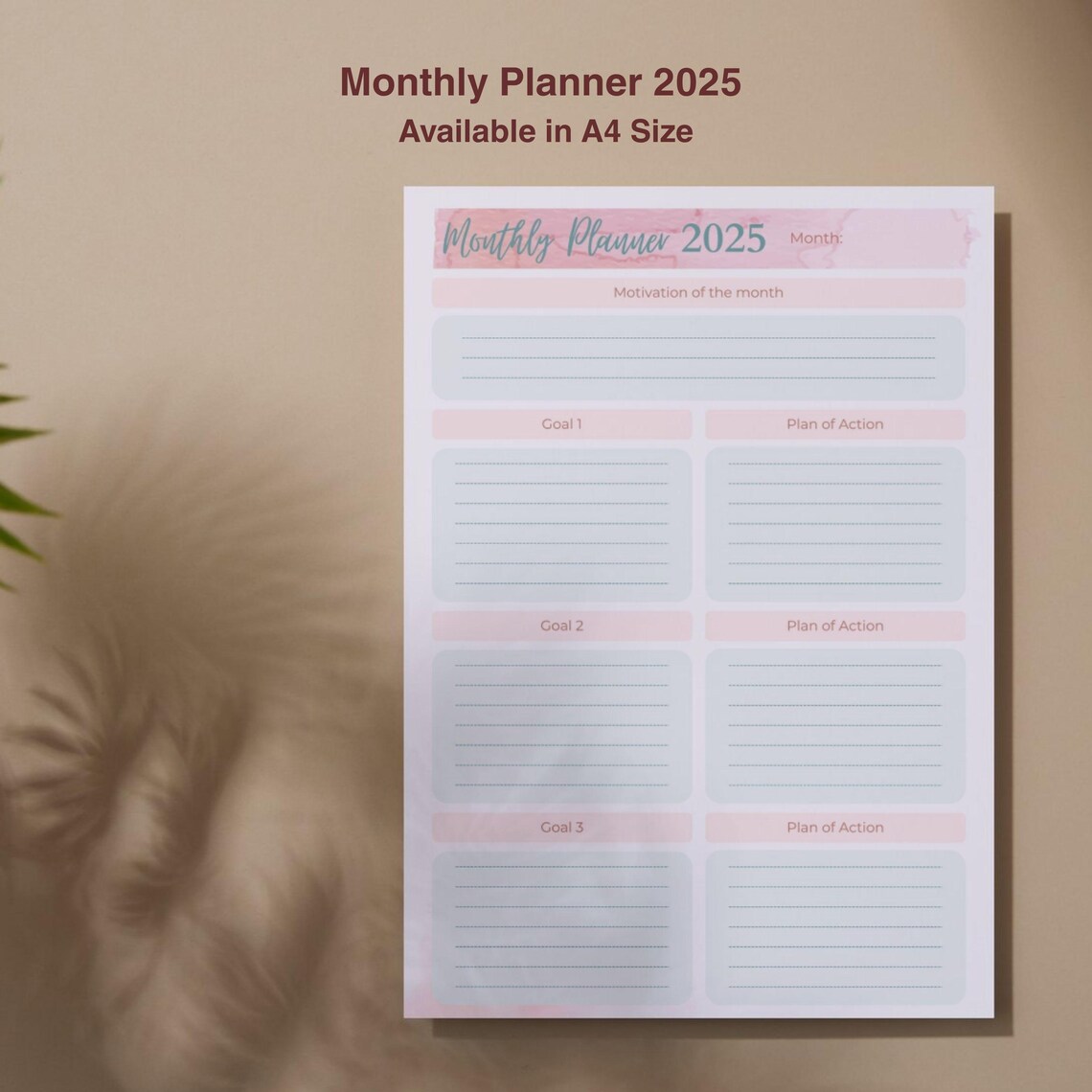 2025 Monthly Planner Printable: Pastel Minimalist Design (A4, A5 ...