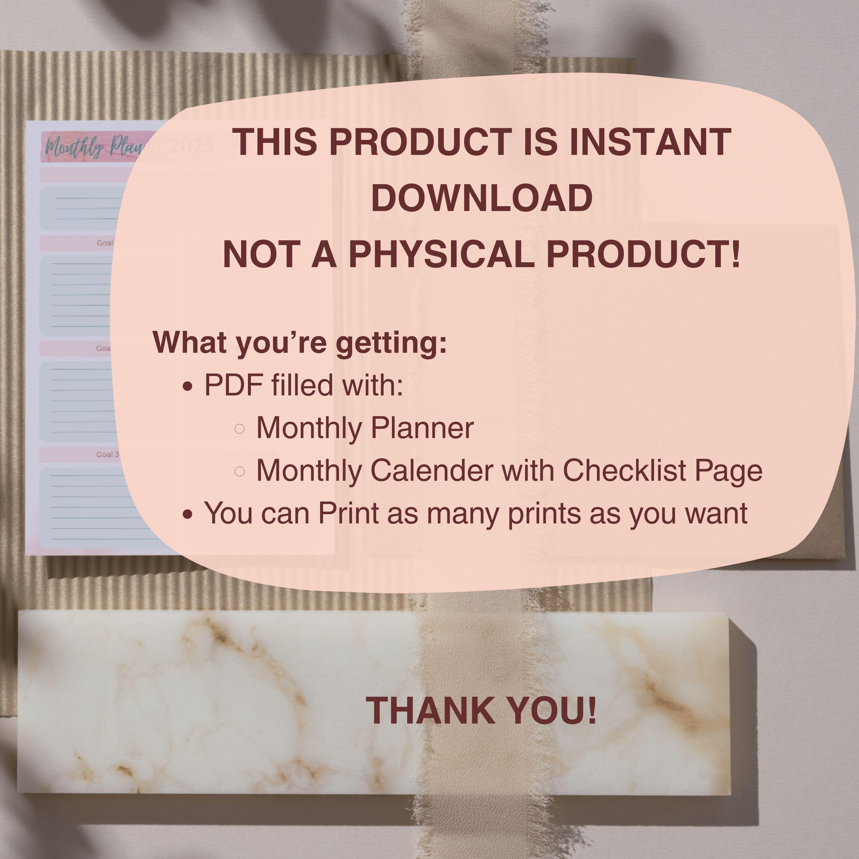 2025 Monthly Planner Printable: Pastel Minimalist Design (A4, A5 ...
