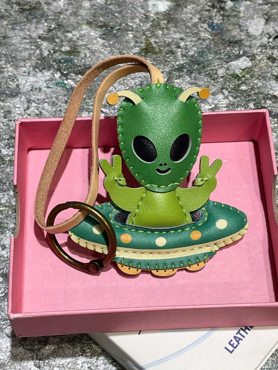 Leather ALIEN Bag Charm, Handmade Universe Collection, Monster - Rocket ...