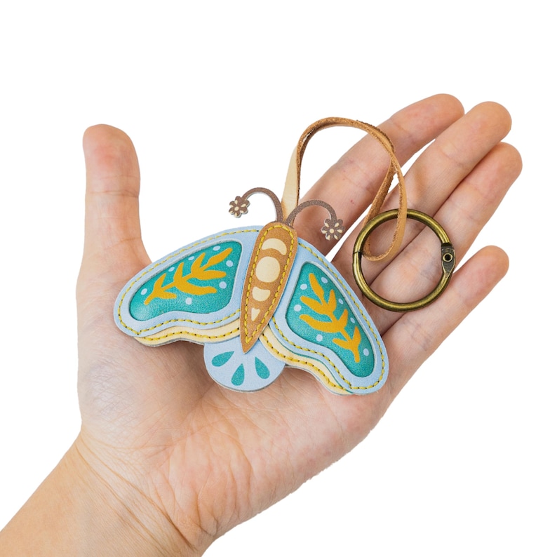Leather BEAN LEAF Bag Charm, Lady Bug Keychain, Purse Charm, Car ...