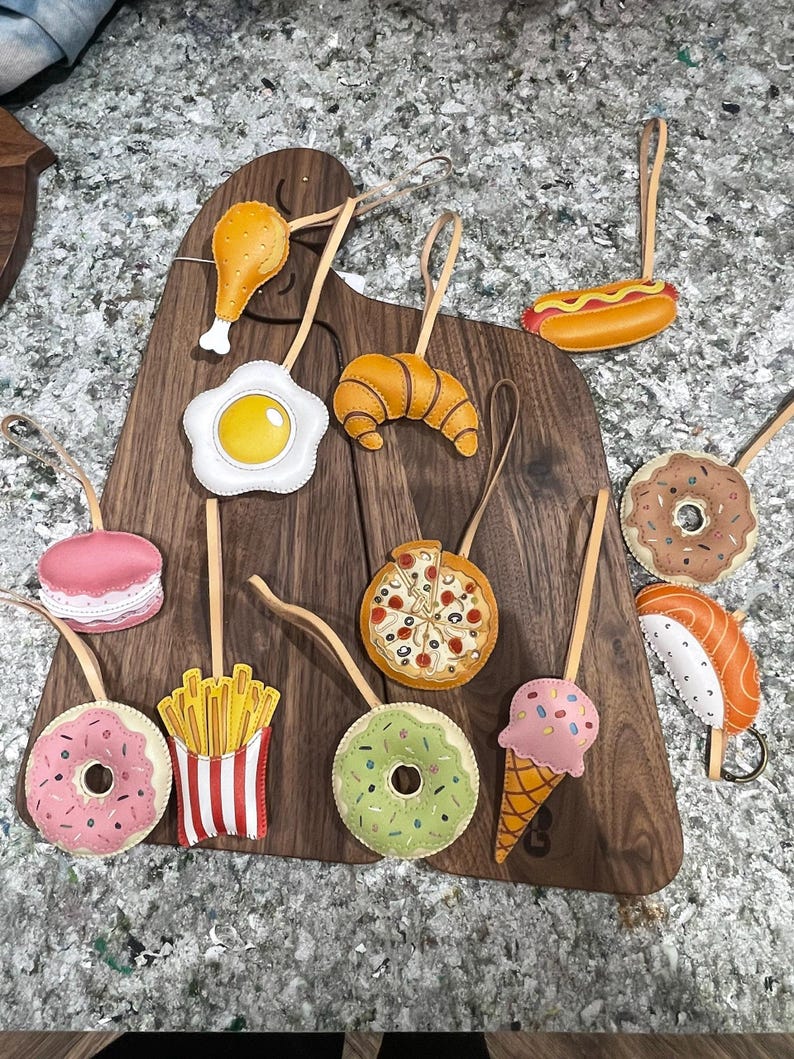 French Fries Leather Bag Charm, Food - Fried Egg Keychain, Sushi Purse ...