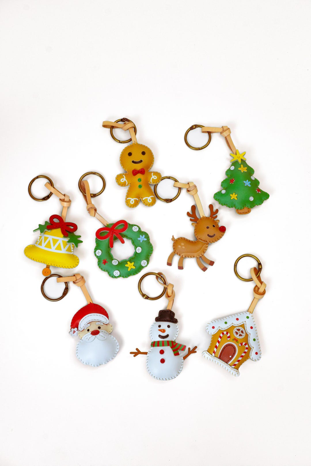 CHRISTMAS Leather Bag Charm, Santa Claus Accessories Key Chain, Purse ...