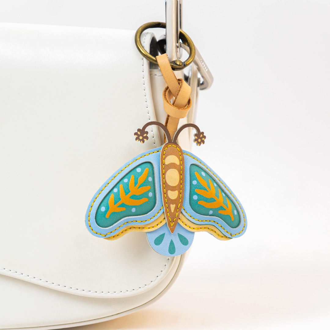 Leather BUTTERFLY Bag Charm, Dragonfly Keychain, Purse Charm, Car ...