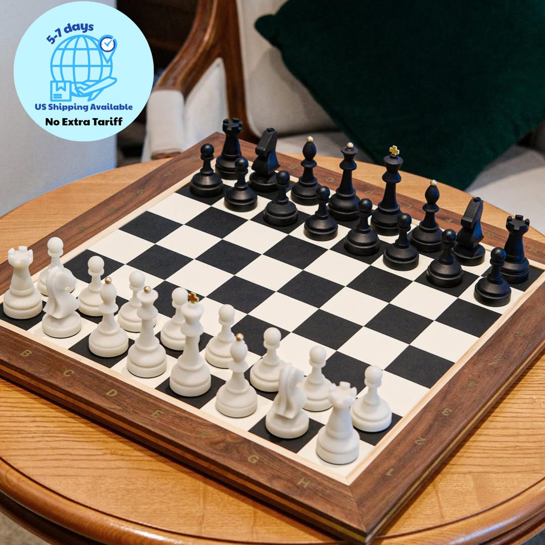 Luxury Walnut Brass Tournament Chess Set – Large Handmade Chess Board ...