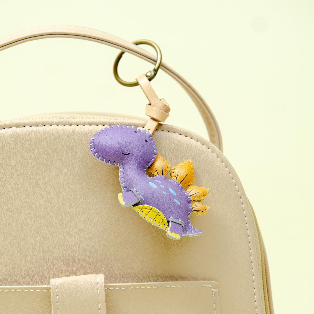 Stegosaurus Dinosaur Charm Keychain – Cute Green Dino Bag Charm – Car ...