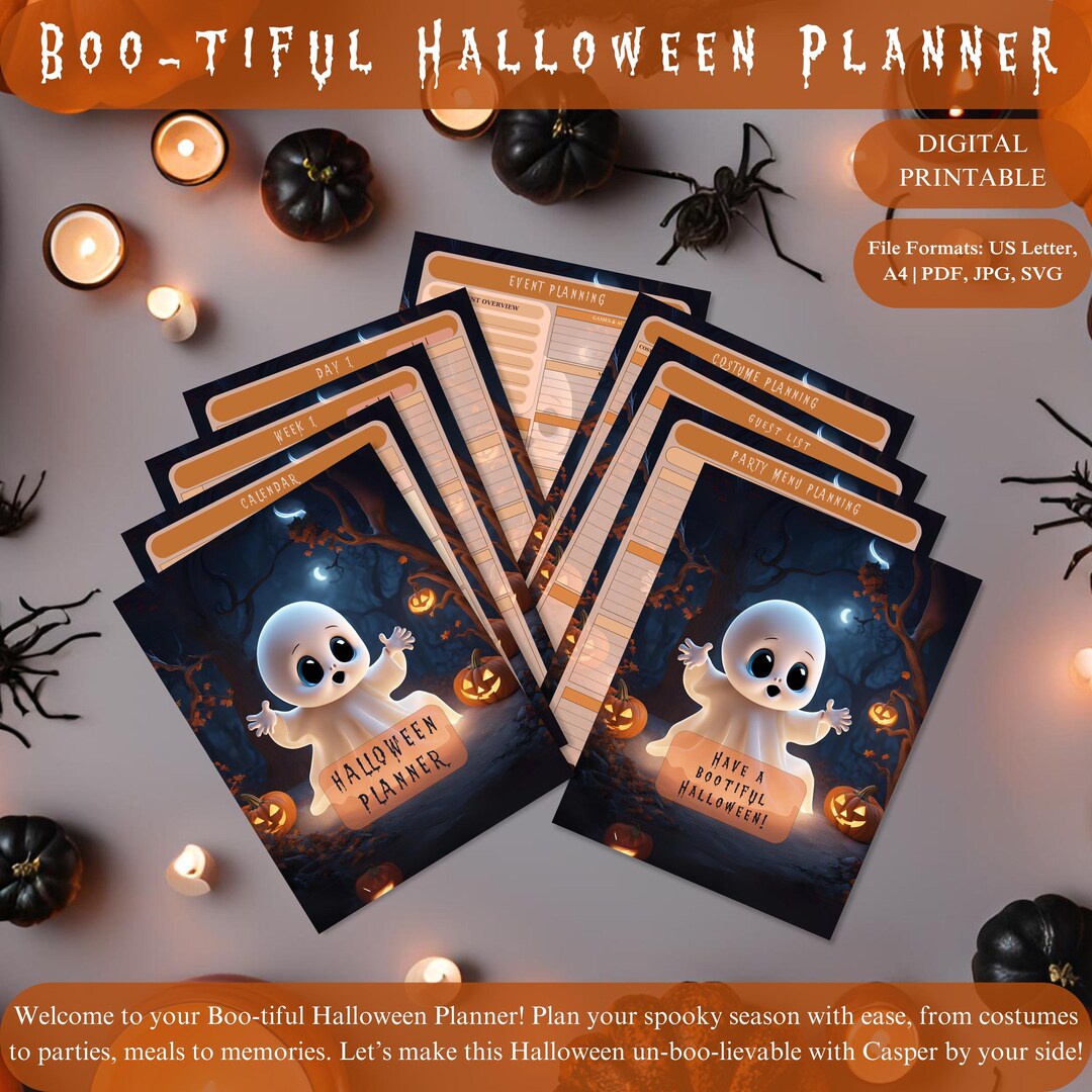 Casper Themed Digital Halloween Planner Printable Halloween Organizer ...
