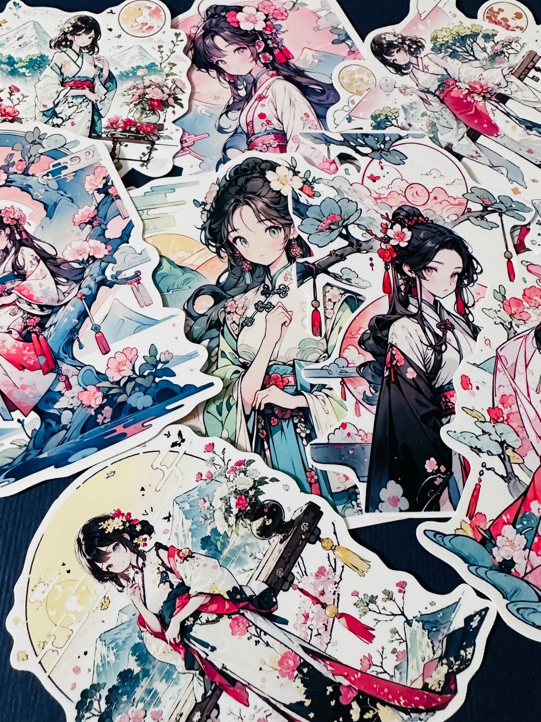 Anime Girl Chinese Traditional Dress Stickers. 9 Different Girls 1 per ...