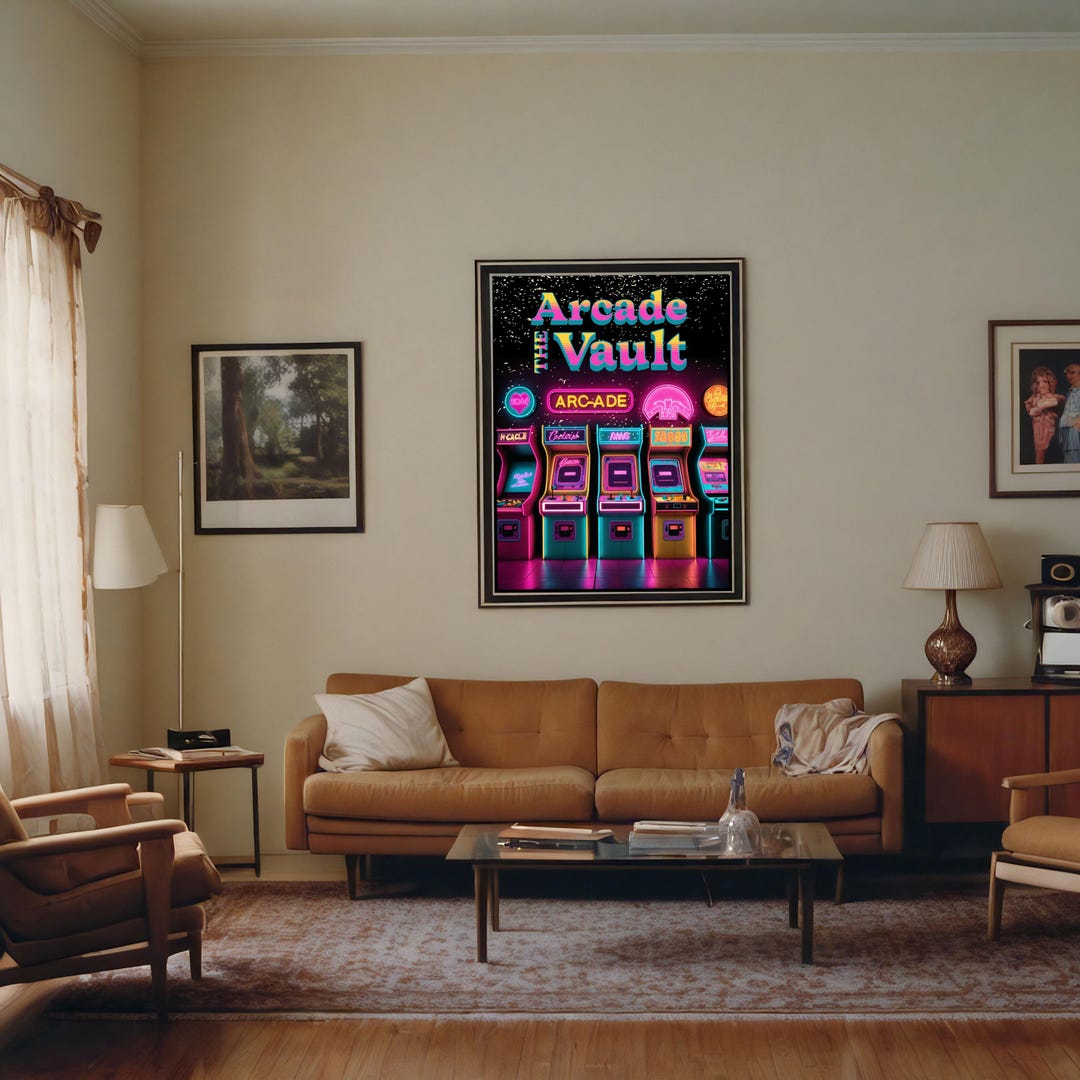 Vintage Poster Retro Arcade With Neon Colors Art Prints Wall Decoration ...