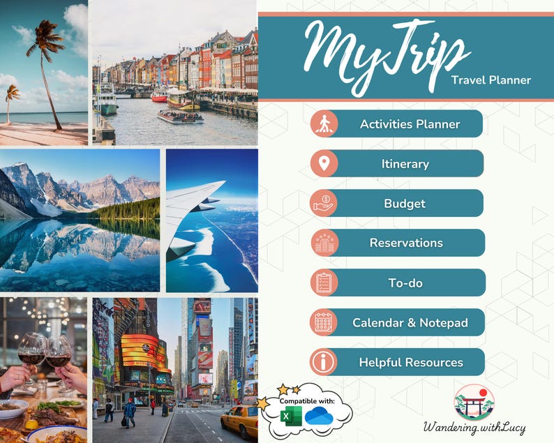 Travel Planner Excel Spreadsheet: Budget, Itinerary, Activities ...