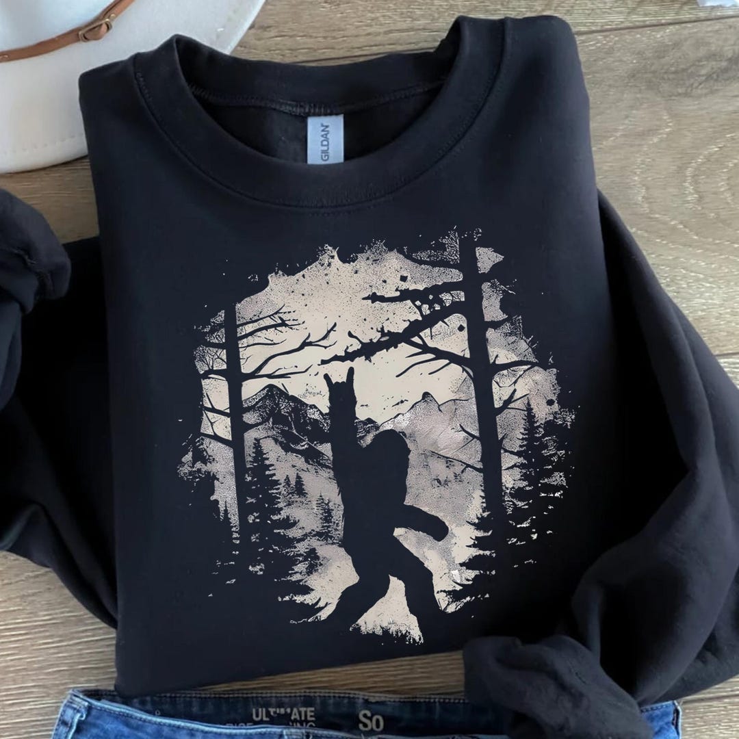 Bigfoot Forest Shirt: Sasquatch Hiking Graphic Tee - Etsy