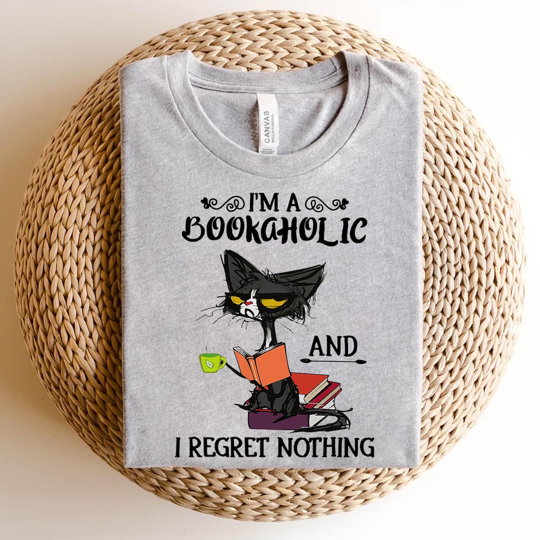 Bookaholic Cat T-shirt: Funny Book Lover Tee - Etsy